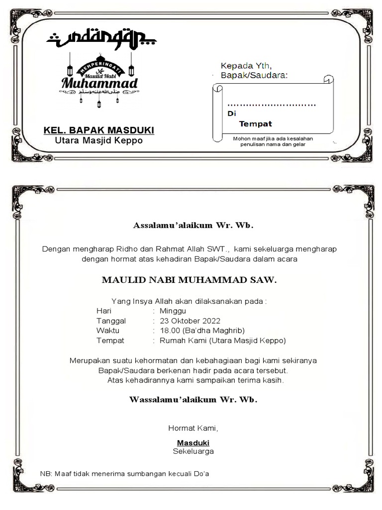 Undangan Maulid | PDF