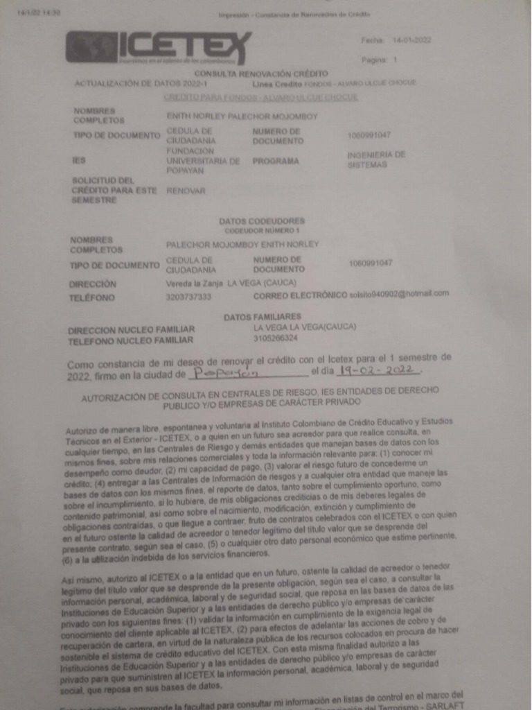 Renovación Icetex 2020-2 | PDF