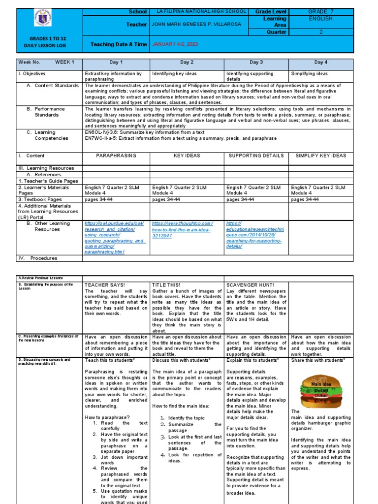 Quarter 2 Week 7 | PDF | Learning | Teachers