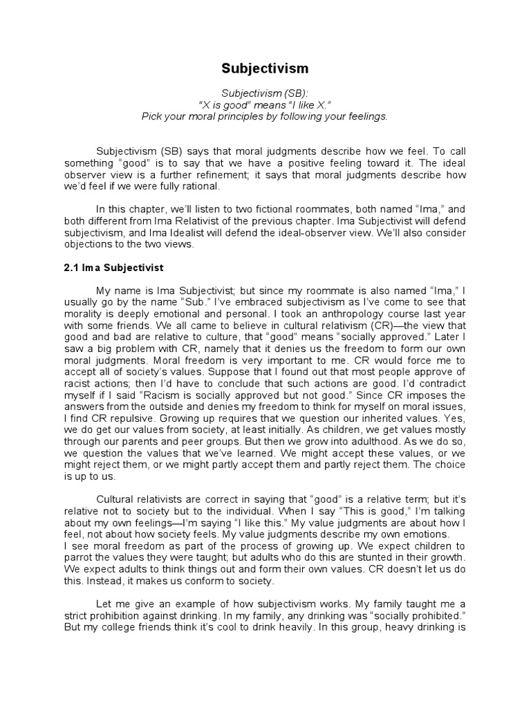 Subjectivism | PDF | Rationality | Objectivity (Philosophy)