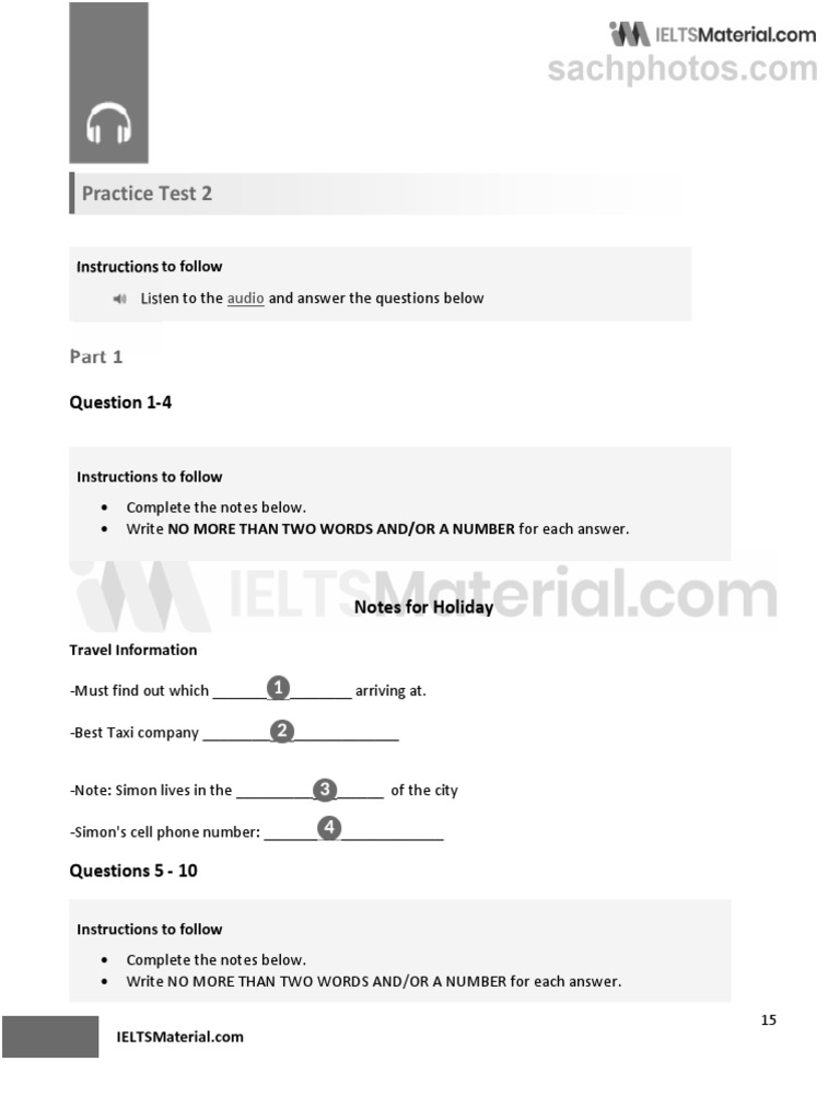 Practice Test 2: Question 1-4 | PDF