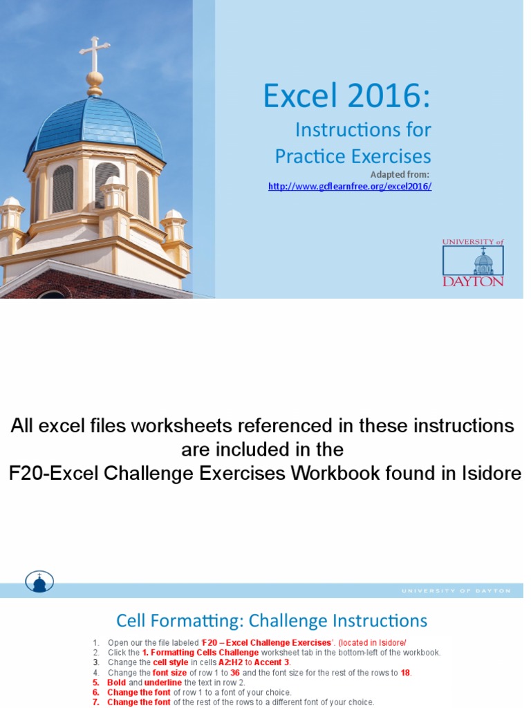 F 20+Biz+201+Excel+Challenge+Exercise+Instructions | PDF | Microsoft Excel