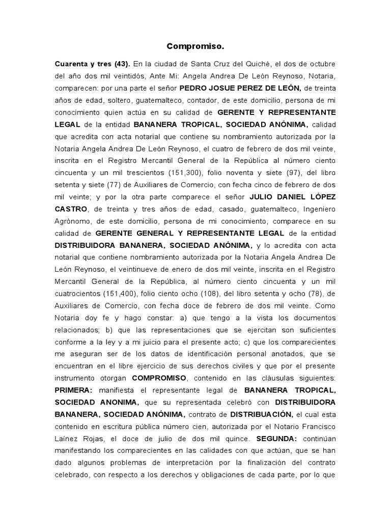 Contrato de Compromiso y de Obra | PDF | Arbitraje | Derecho Civil ...