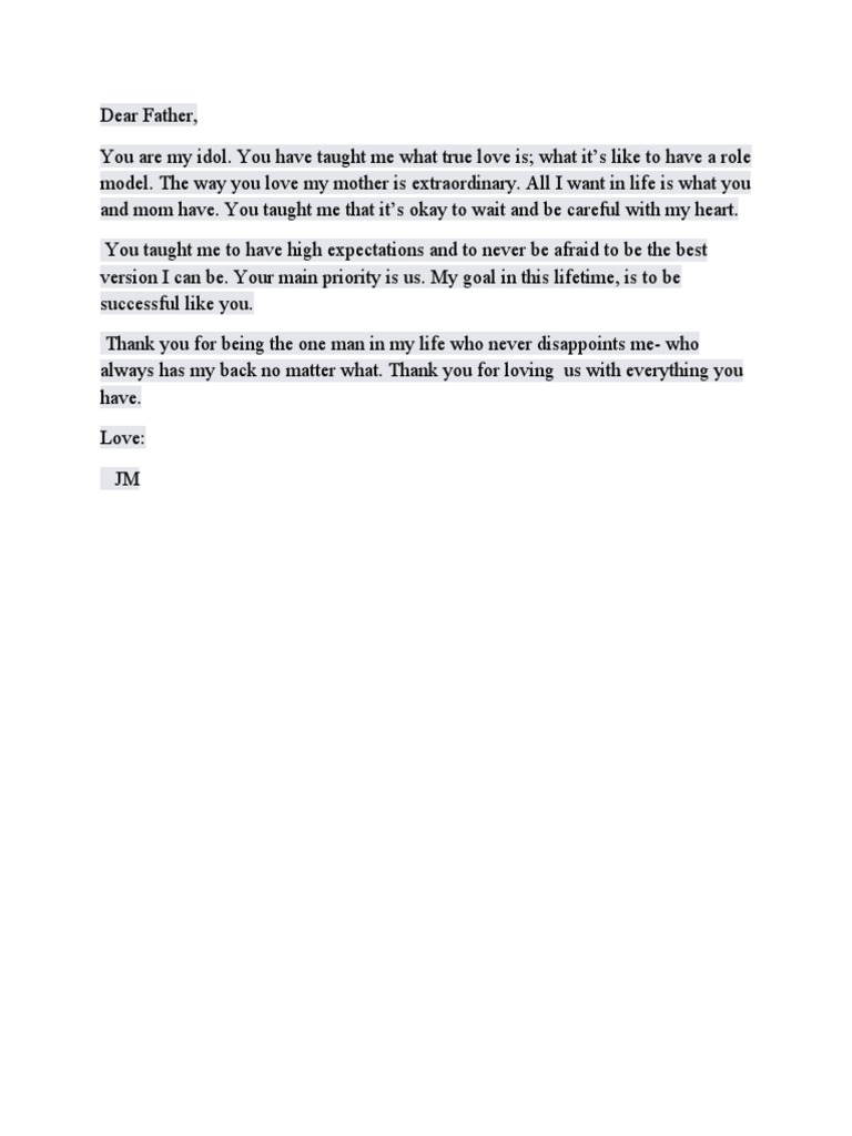 Dear Father | PDF | Lifestyle