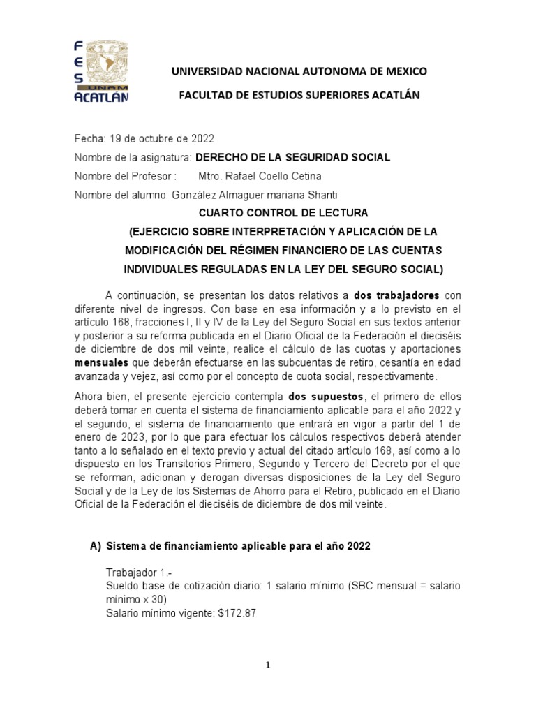 Gonzalez Almaguer Mariana Shanti Control de Lecturas Núm. 4 | PDF | Salario mínimo | Salario