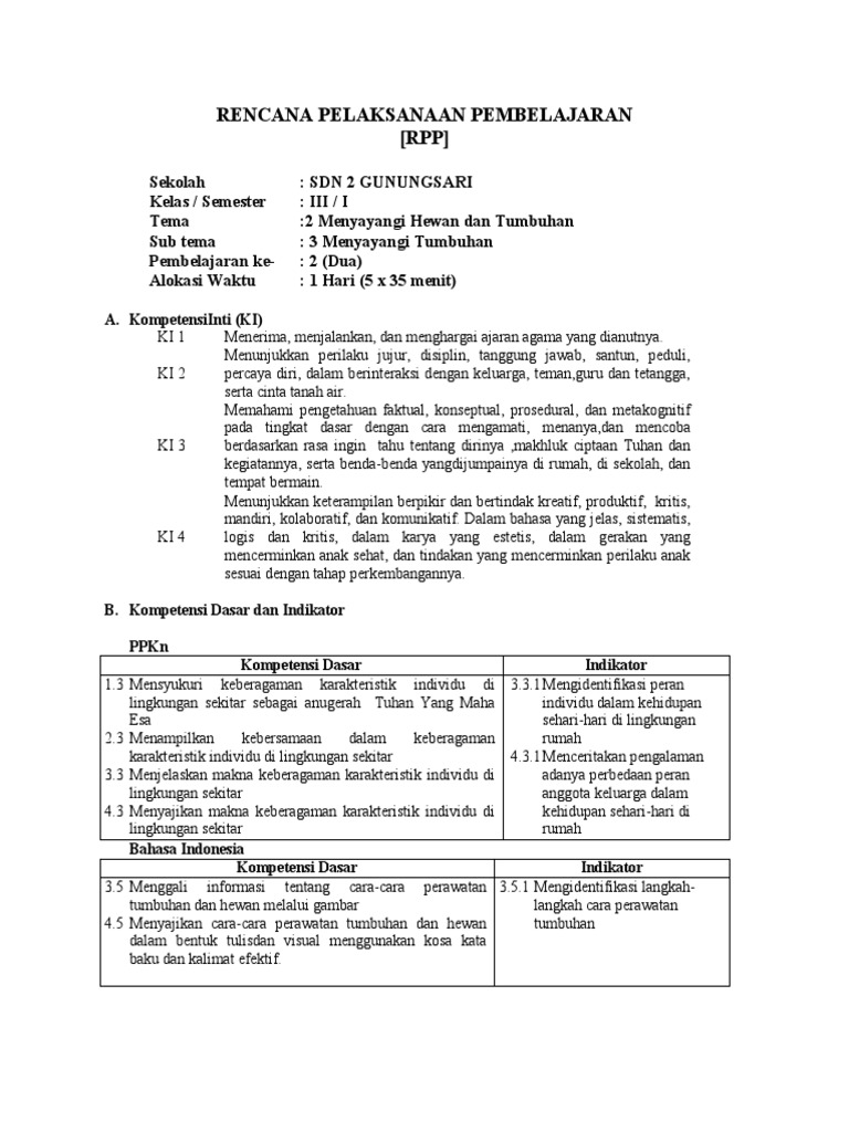 RPP KLS 3 NW | PDF | Karier & Perkembangan | Kesehatan Holistik
