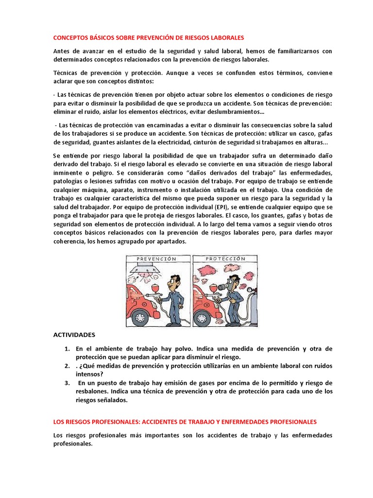 Prevención de Riesgos Laborales: Conceptos Clave | PDF | Factores ...