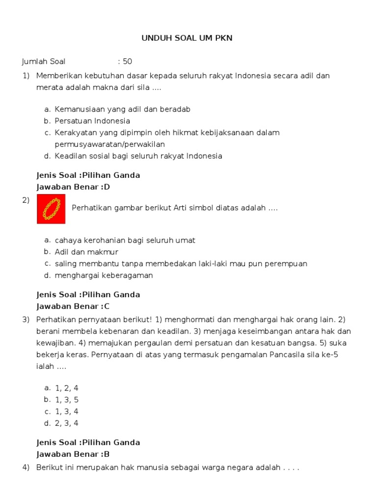 Lembar Soal UM PKN | PDF