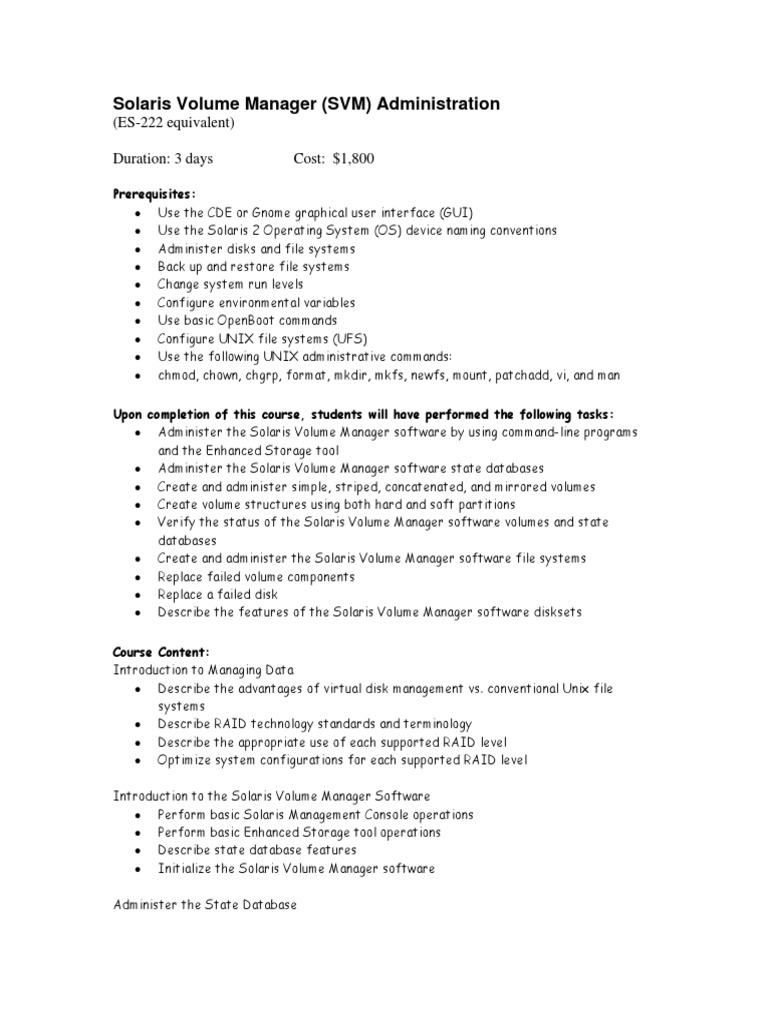 Solaris Volume Manager Administration Pdf File System Command Line Interface