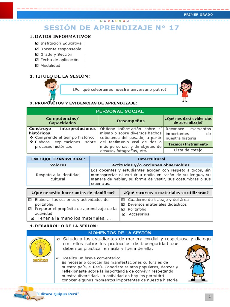 Parte 2 - Sesiones de Aprendizaje - Experiencia de Aprendizaje V - Editora Quipus Perú | PDF ...