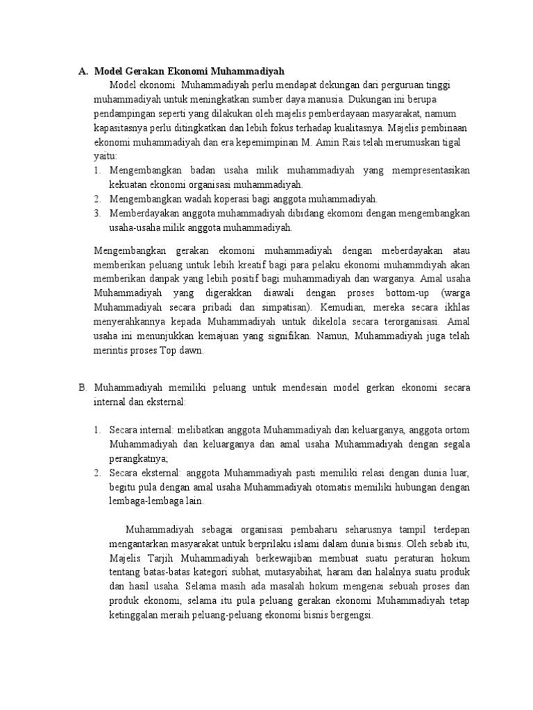 Model Gerakan Ekonomi Muhammadiyah | PDF