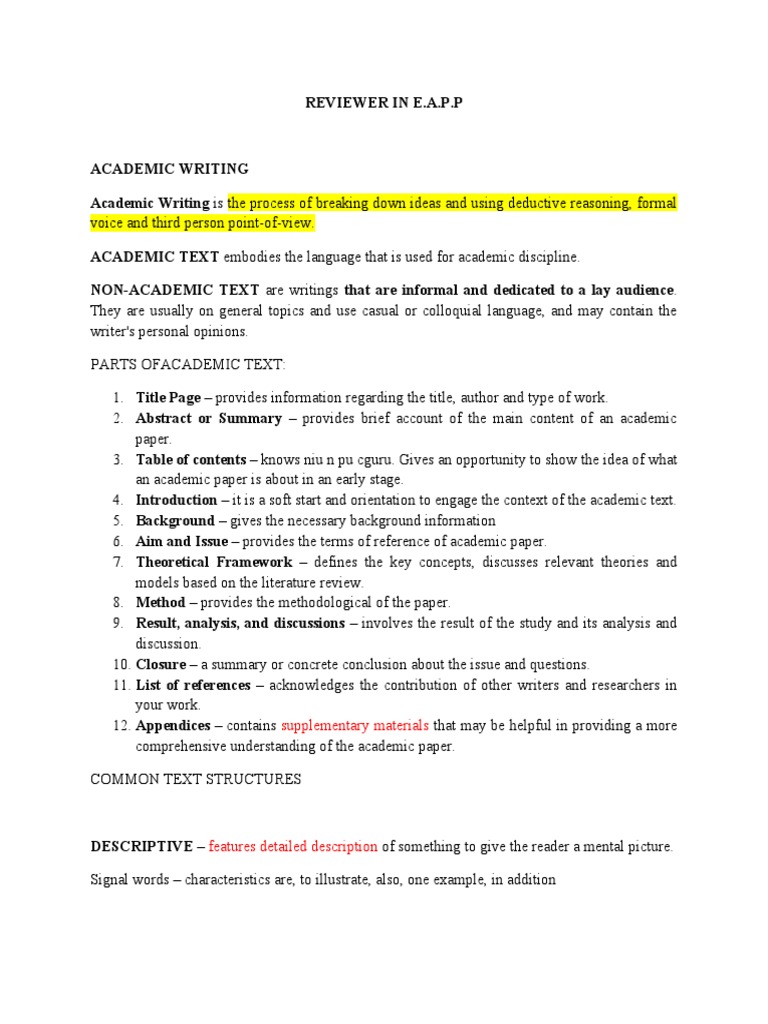 Reviewer in Eapp | PDF | Essays | Idea