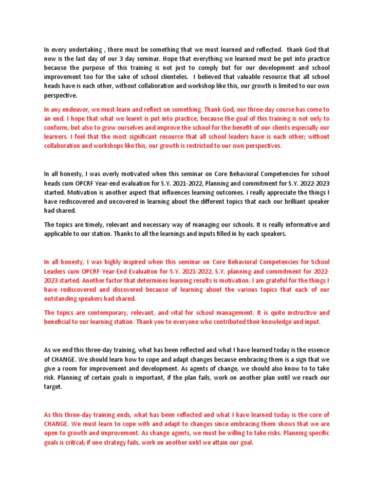 Impressions Seminar | PDF | Learning | Goal