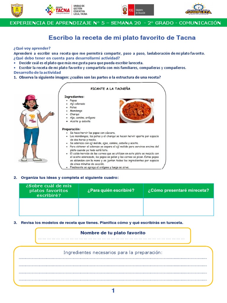 Escribiendo mi receta favorita | PDF | Cocina, comidas y vino