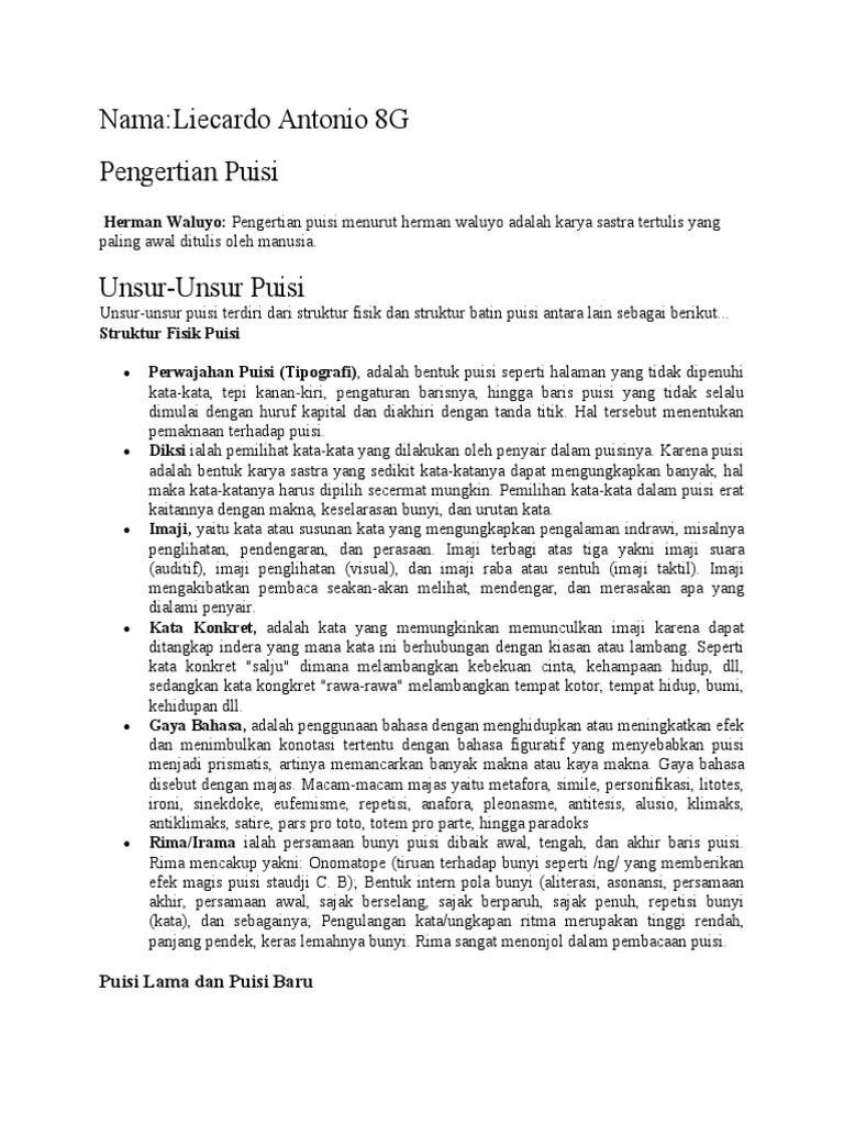 Rangkuman Puisi | PDF | Seni & Disiplin Bahasa | Puisi