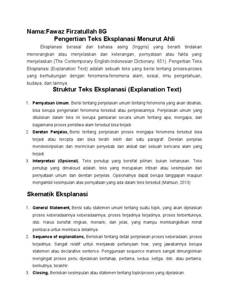 Struktur Teks Eksplanasi, Eksposisi Dan Kalimat Majemuk | PDF | Filsafat | Sains & Matematika