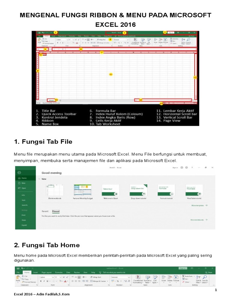 2.MENGENAL FUNGSI RIBBON Dan MENU Excel 2016 | PDF | Komputer