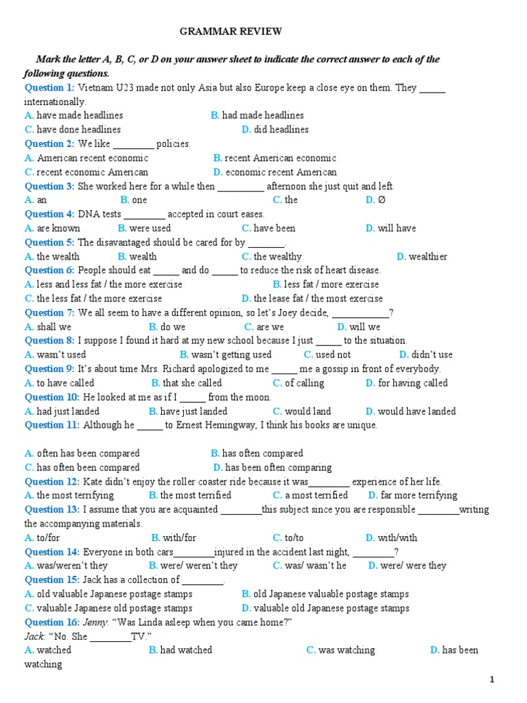 Grammar-Review-01 12 2021 | PDF