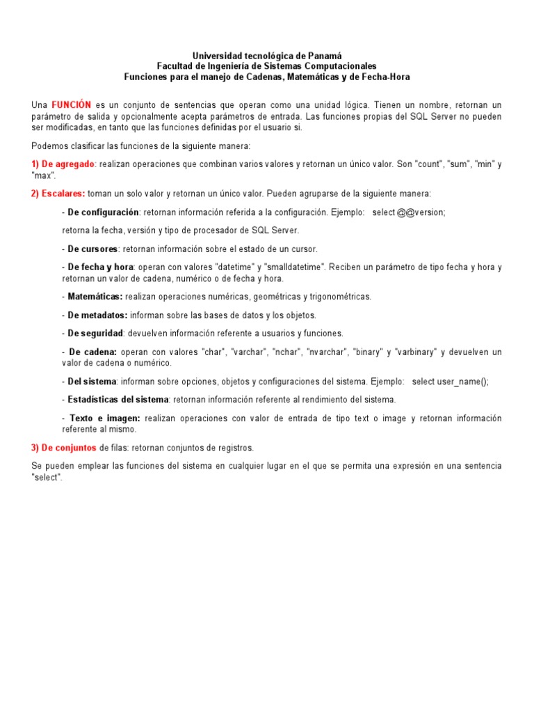 Funciones para El Manejo de Cadenas, Matematicas y de Fecha y Hora-2016 ...