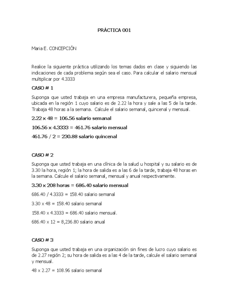 Práctica Planilla 001 | PDF