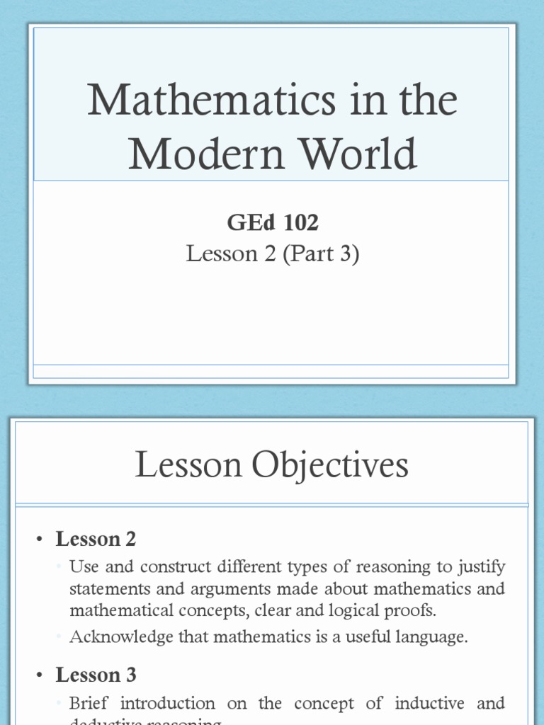GEd 102 - Lesson 2-3 and 3-1 | PDF | Set (Mathematics) | Multiplication