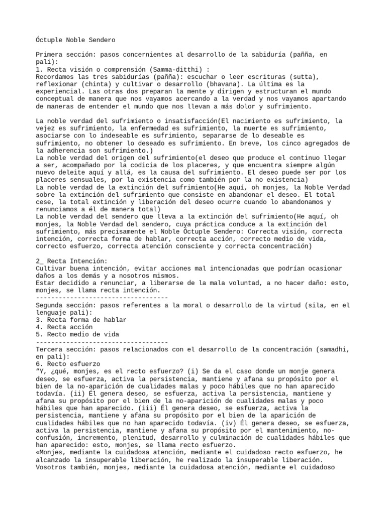 Noble Octuple Sendero | PDF | Cuatro nobles verdades | Noble Óctuple ...