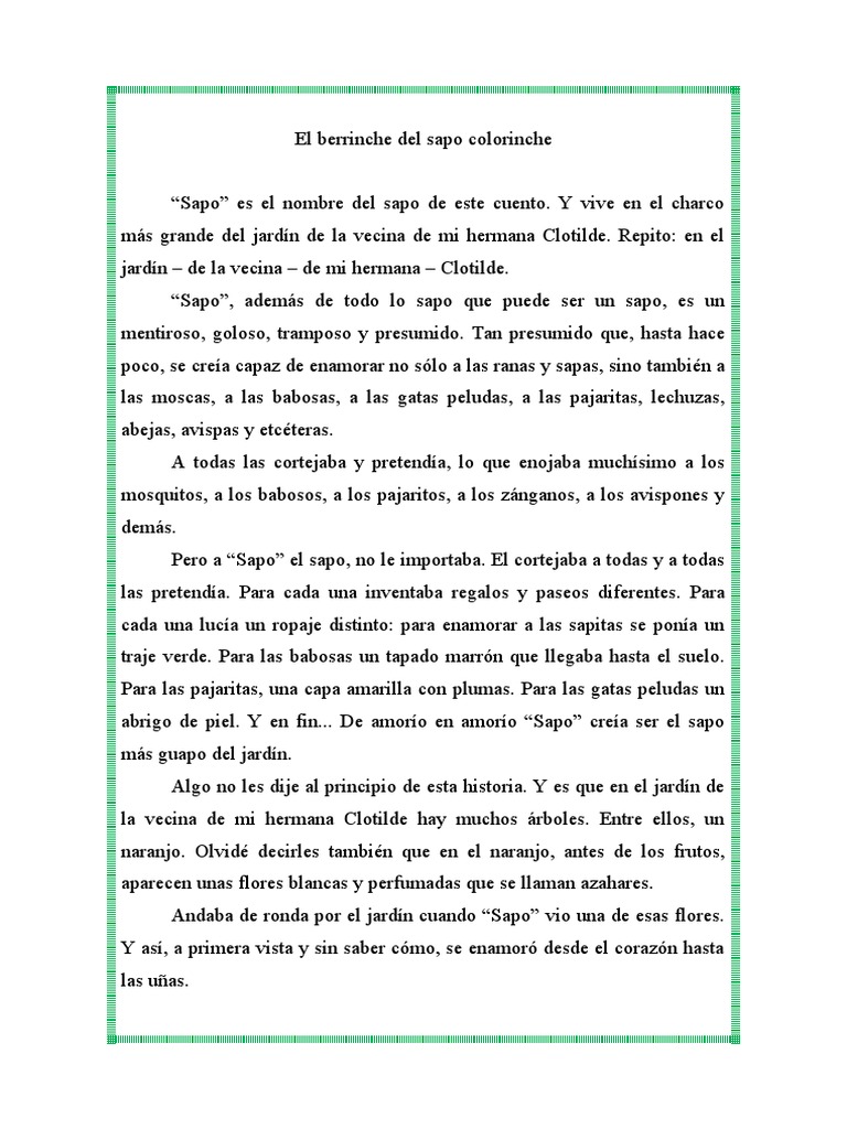 El Berrinche Del Sapo Colorinche | PDF