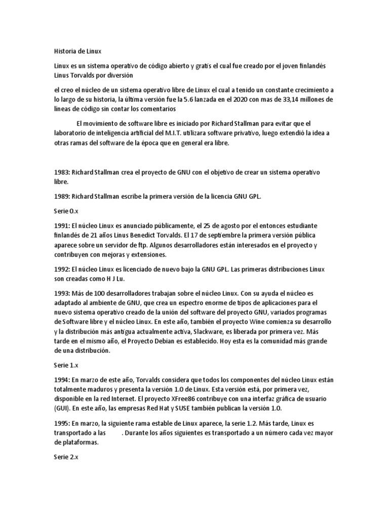 Evolución de Linux: Historia y Versiones | PDF | Unix | Linux