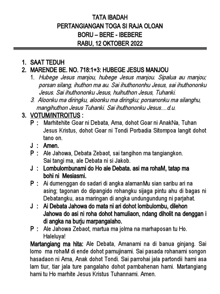 Tata Ibadah Siraja Oloan | PDF