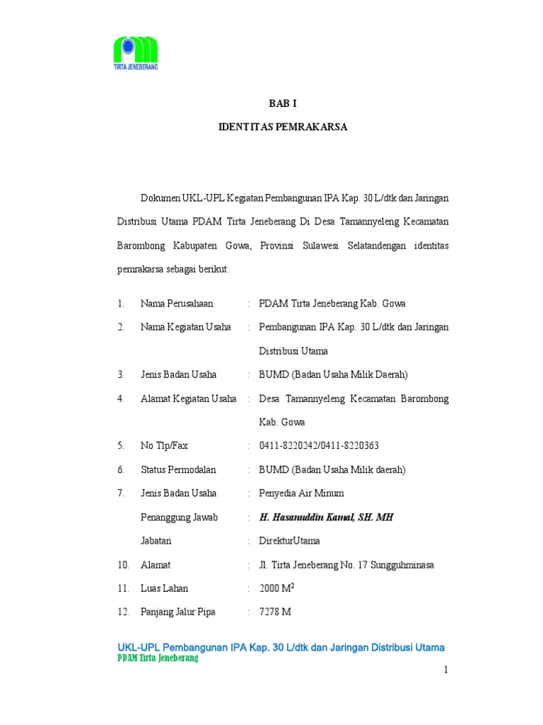 UKL-UPL Pembangunan IPA Gowa | PDF | Griya & Taman | Sains & Matematika