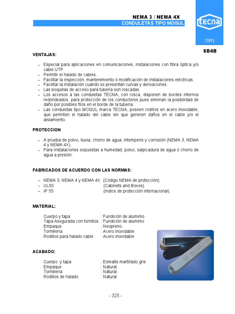Conduletas Tipo Mogul Nema 3-4x Tipo SB4B | PDF | Tornillo | Física ...