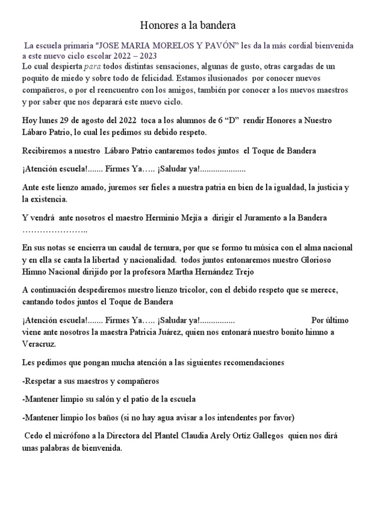Honores A La Bandera | PDF