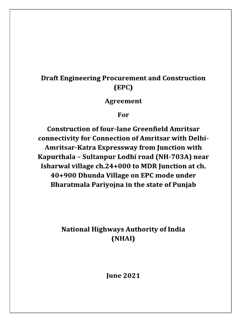 Draft EPC Agreement | PDF | Taxes | Breach Of Contract