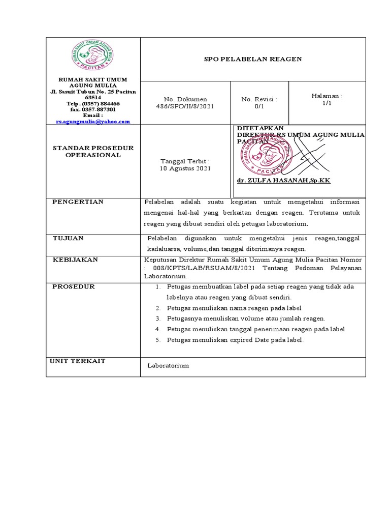 Spo Pelabelan Reagen | PDF