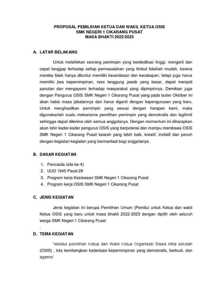 Proposal Pemilu Osis | PDF
