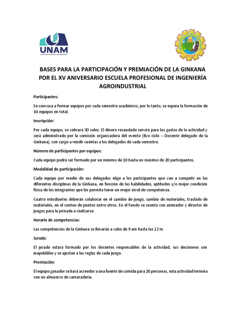 JUEGOS DE LA GINKANA - Con Puntaje | PDF
