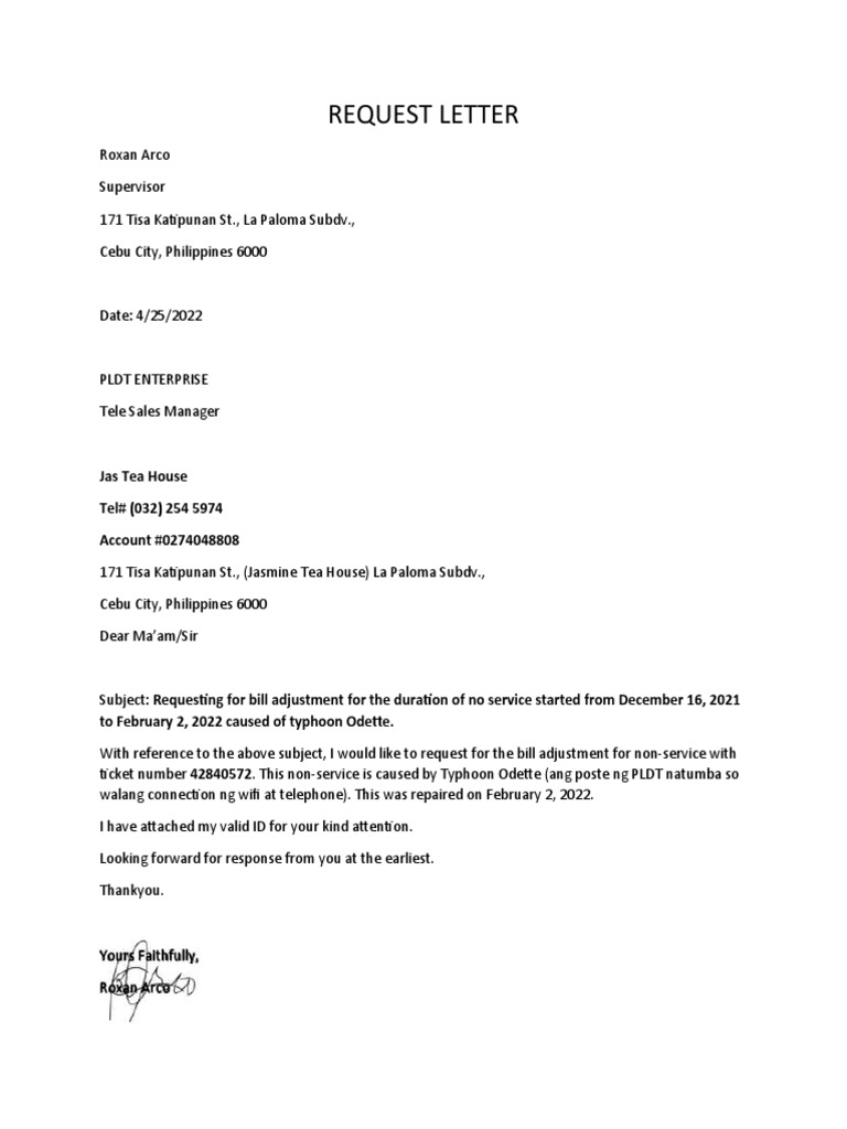 Request Letter PLDT Enterprise | PDF