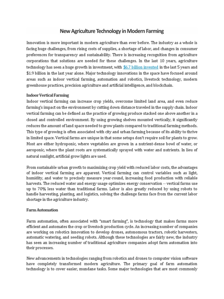New Agriculture Technology in Modern Farming - parVSSum | PDF ...