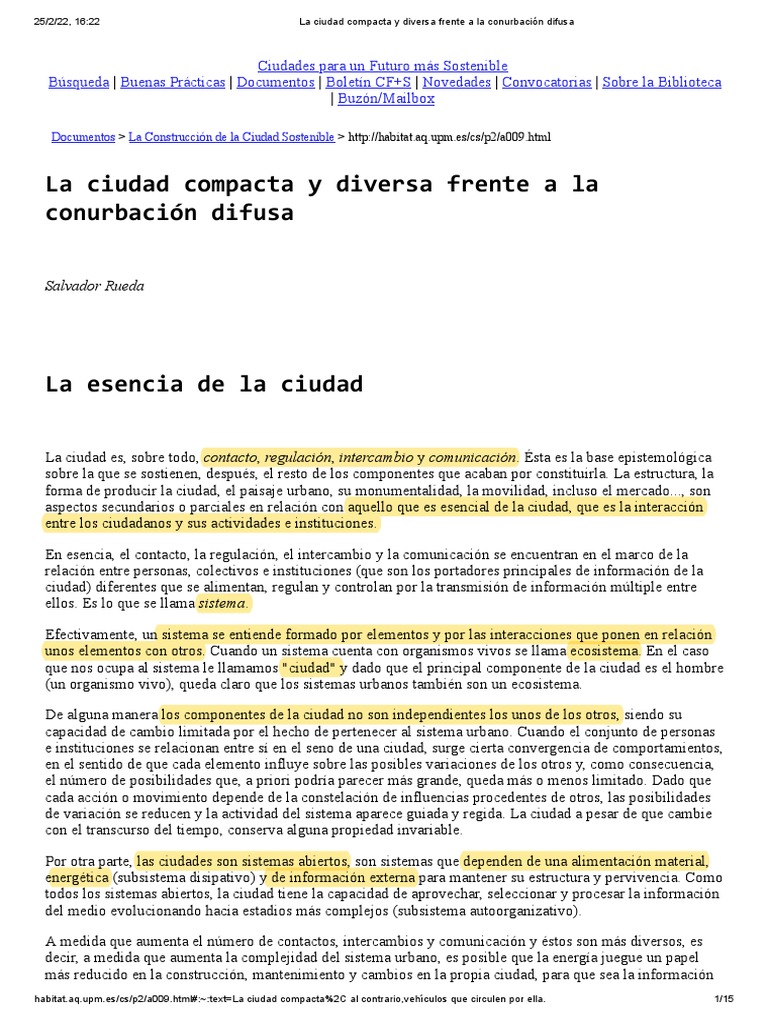 Ciudad Compacta vs. Conurbación Difusa | PDF | Sustentabilidad | Ciudad