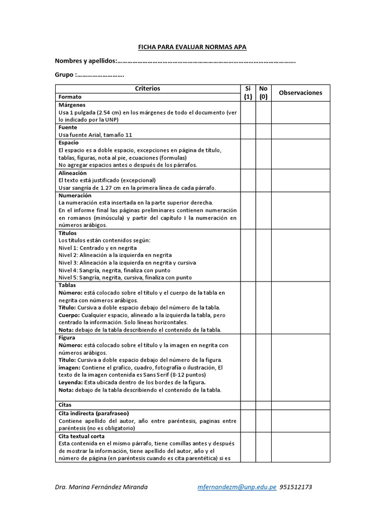 Ficha para Evaluar Normas Apa | PDF | Comunicación escrita | Escritura