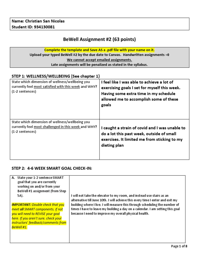 BeWell Assignment 2 W22 | PDF | Sleep | Mental Disorder