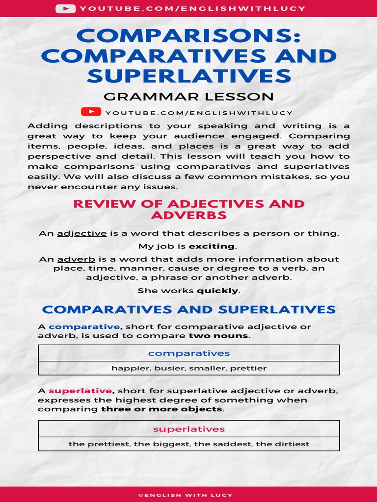 Comparisons Comparatives and Superlatives | PDF | Adverb | Adjective