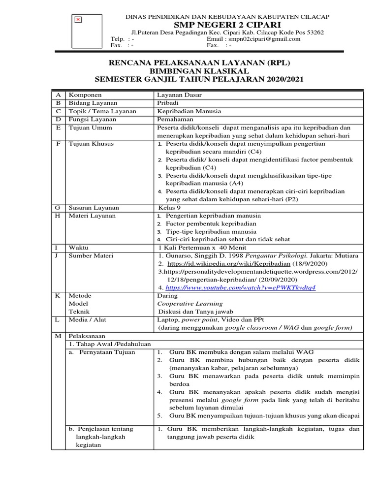 LKPD Dan RPL Kepribadian Manusia | PDF