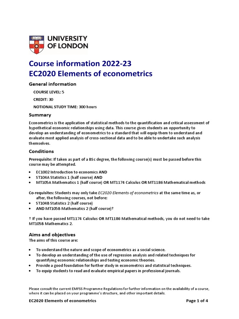 Ec2020 Elements Of Econometrics Pdf Regression Analysis Autocorrelation