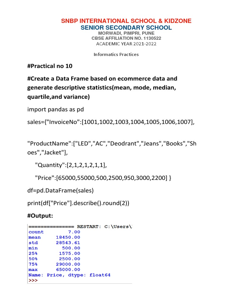 Grade 12 - Practical..IP (10 To 15) | PDF | Mathematical Analysis ...