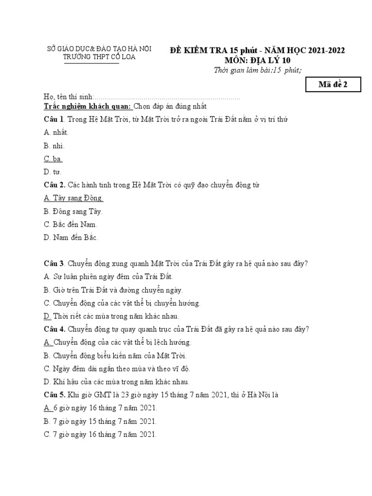 đề 2 ktra 15p | PDF