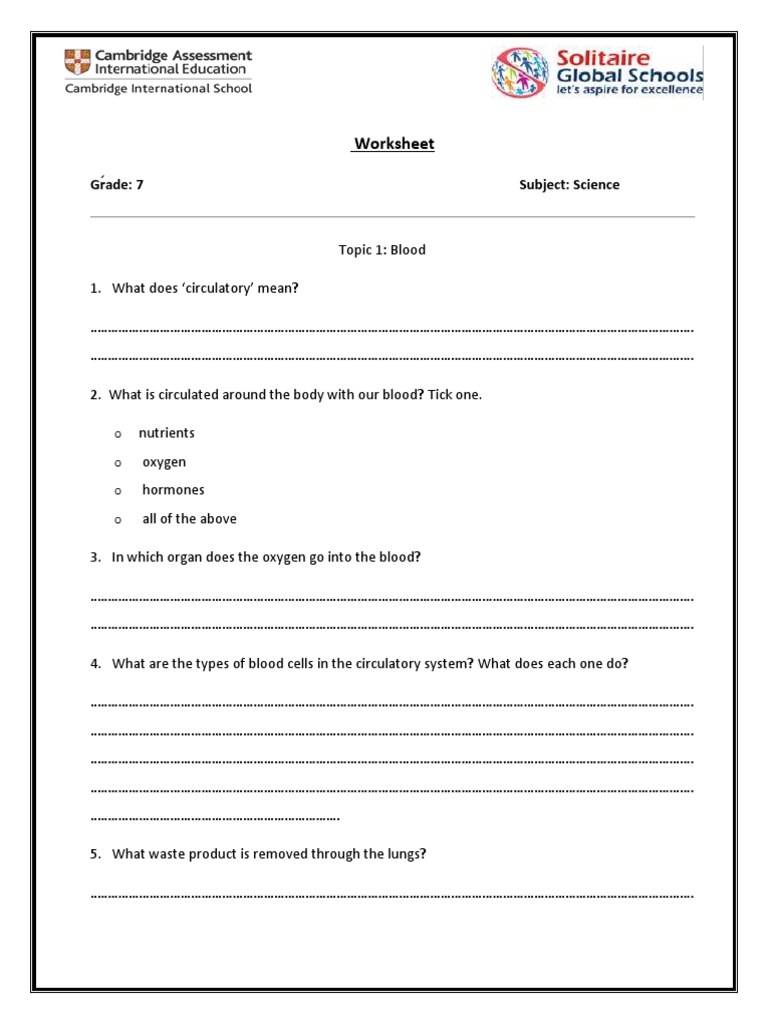 Lesson 1 Respiration and Moving Worksheet | PDF
