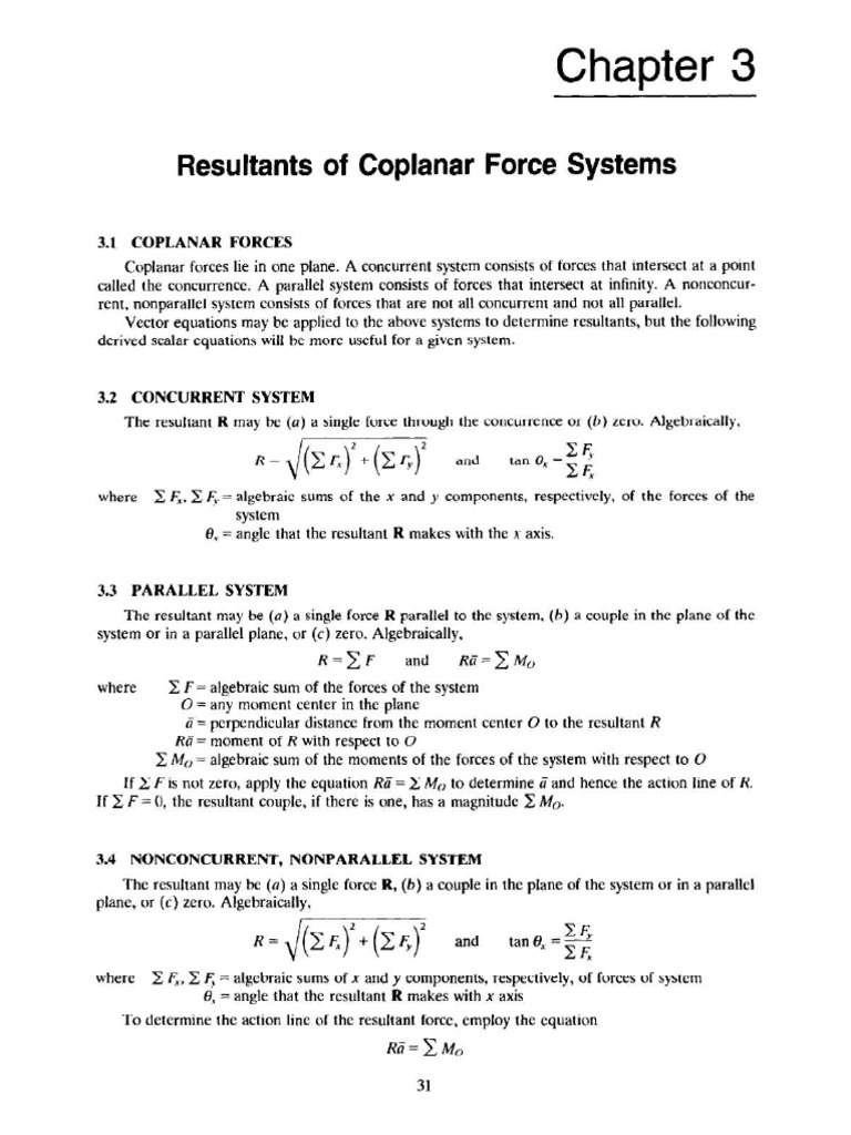 Chapter 3 Resultant Of Coplanar Force System Pdf