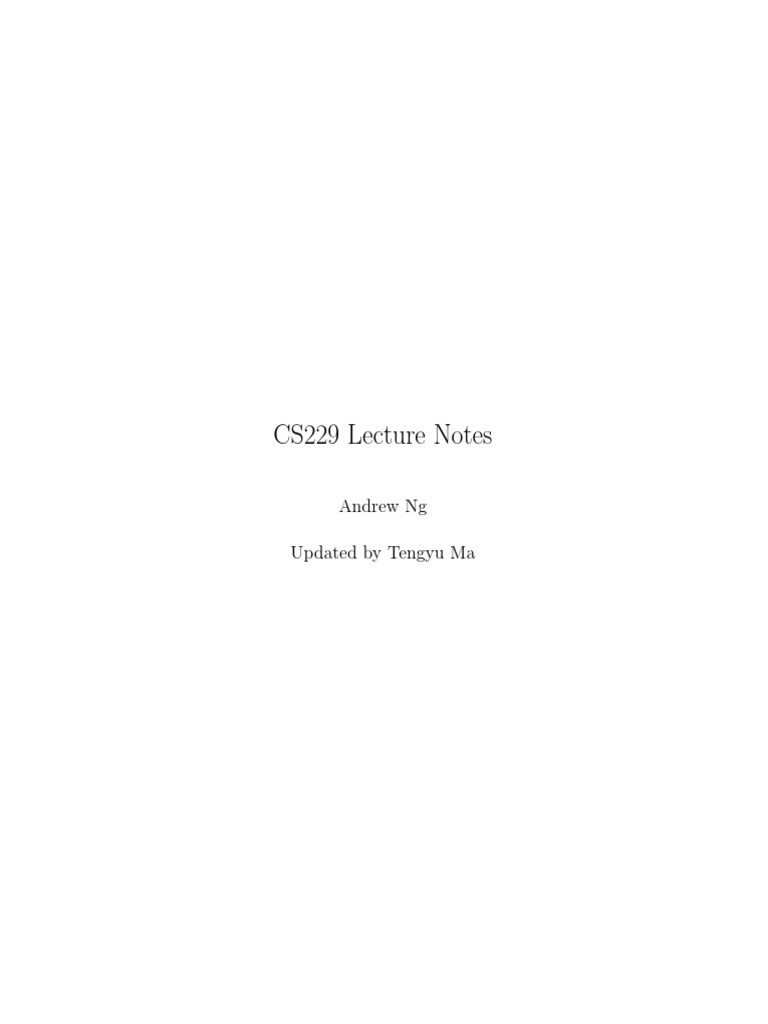 Cs229 Andrew Ng Lecture Notes Pdf Regression Analysis Least Squares 7138