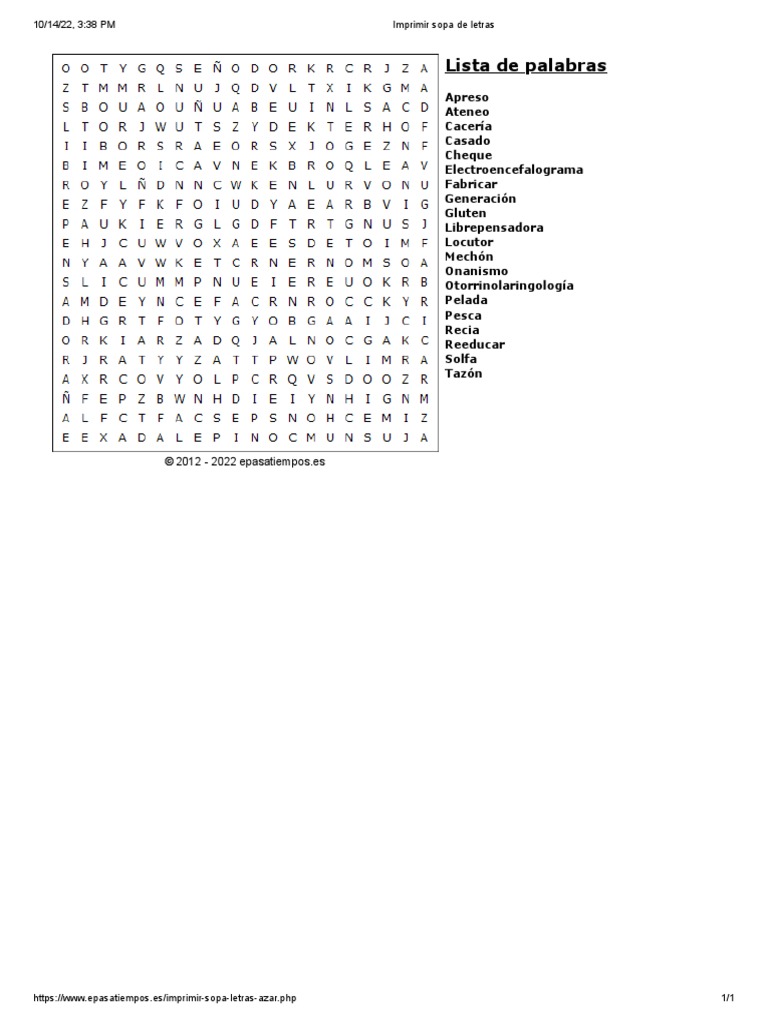 Imprimir Sopa de Letras | PDF